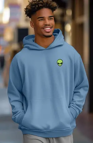DALIX Relaxed Fit Midweight Hoodie - Pebble Blue