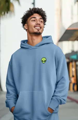 DALIX Relaxed Fit Midweight Hoodie - Pebble Blue