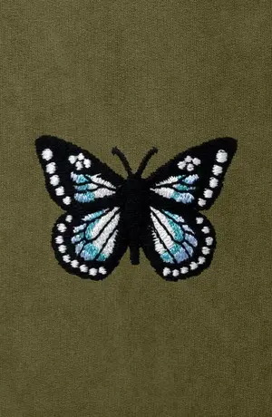DALIX Butterfly Mineral Washed Hoodie - Olive