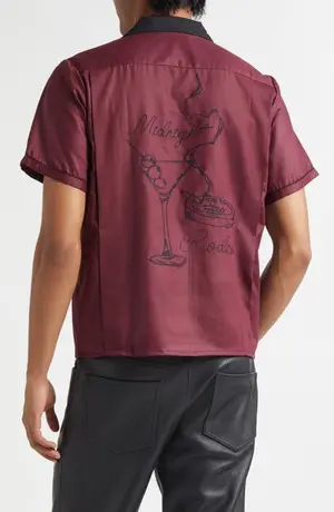 MIDNIGHT RODEO Chain Stitch Piped Voile Camp Shirt