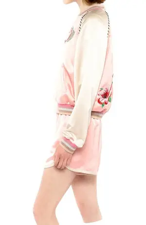 Anna Sui Satin Embroidered Souvenir Jacket