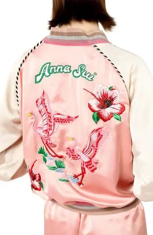 Anna Sui Satin Embroidered Souvenir Jacket
