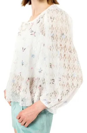 Anna Sui Embroidered Lacey Trellis Blouse