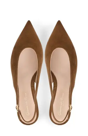 GIANVITO ROSSI Robbie Sling 05 Slingbacks - Brown Suede