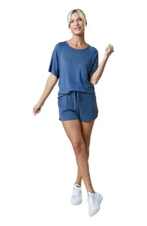 SOFTIES Dream Slouchy Tee And Short Lounge Set - Indigo