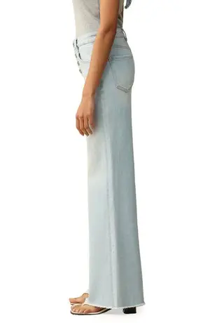 BAYEAS Mid-rise Wide-leg Jeans With Button Detail - Light Blue