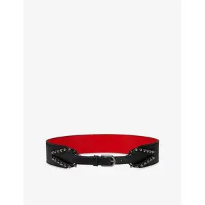 CHRISTIAN LOUBOUTIN Cabata Spike Leather Belt - Black/gun Metal