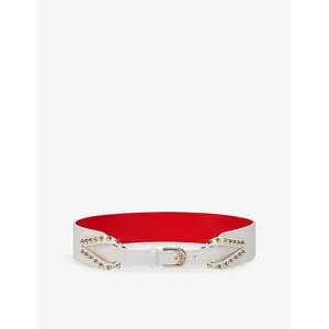 CHRISTIAN LOUBOUTIN Cabata Spike Leather Belt - Bianco/gold