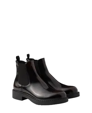 Prada Brushed Leather Chelsea Boots - Sienna
