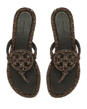 Tory Burch Miller Knotted Crystal Sandal - Cocoa