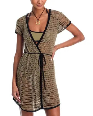 Staud Spritz Wrap Dress Swim Cover-up Thyme/black