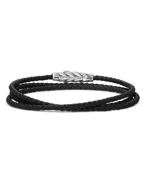 David Yurman Chevron Triple Wrap Bracelet, 3mm - Black
