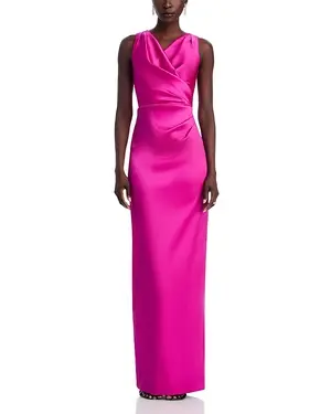 Rickie Freeman For Teri Jon Mikado Ruched Tank Gown - Raspberry