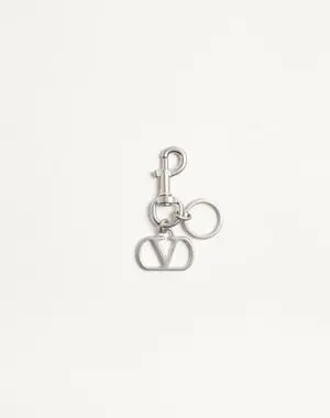 Valentino Garavani Vlogo Signature Metal Bag Charm With Key - Palladium