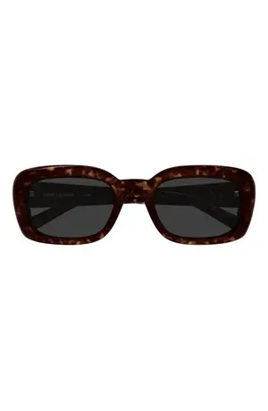 Saint Laurent Rectangular Sunglasses - Havana