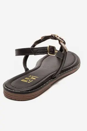 FOREVER & ALWAYS SHOES Marea Leather Flat Sandal - Brown