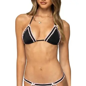 EDIKTED Mandy Triangle Bikini Top - Black