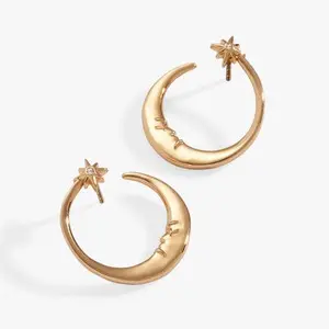 ALEX AND ANI Crescent Moon Hoop Earrings