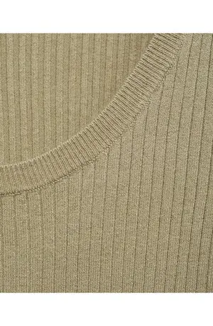 Mango Scoop Neck Ribbed Crop Sweater