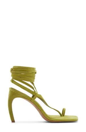 Jeffrey Campbell Bon Bon Ankle Wrap Sandal - Chartreuse Suede