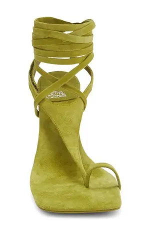 Jeffrey Campbell Bon Bon Ankle Wrap Sandal - Chartreuse Suede