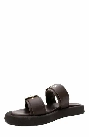 FOREVER & ALWAYS SHOES Finezza Leather Two-strap Sandals - Brown Leather