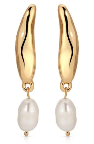 Ettika Pearl Drop Earrings - Gold