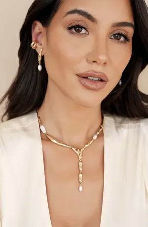 Ettika Pearl Drop Earrings - Gold