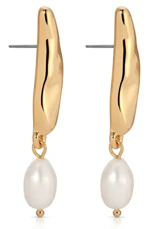 Ettika Pearl Drop Earrings - Gold