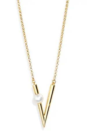Mikimoto Akoya Pearl Triangular Pendant Necklace - 18ky