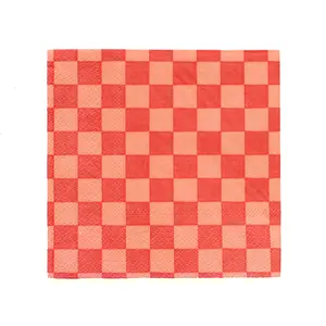 JOLLITY & CO Checkered Large Napkins - Cherry Crush