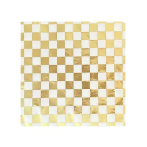 JOLLITY & CO Checkered Large Napkins - Gold Clash