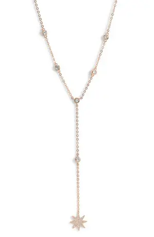 MAZIN JEWELS Starburst Lariat Necklace - Rosegold