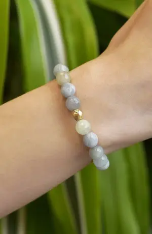 Anzie Boheme Faceted Aquamarine Beaded Stretch Bracelet