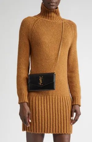 Saint Laurent Uptown Leather Wallet On A Chain
