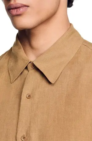 Sandro Linen Shirt - Dark Sand