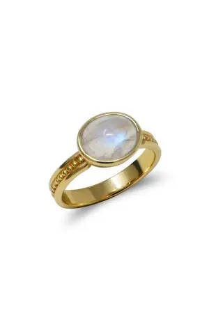 Anzie Classique Oval Dew Drop Ring - Moonstone