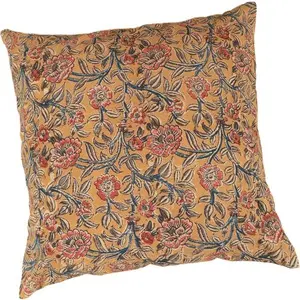 NINÉH Joyful Garden Kalamkari Handcrafted Pillowcover - Multi-colored Foral Pattern