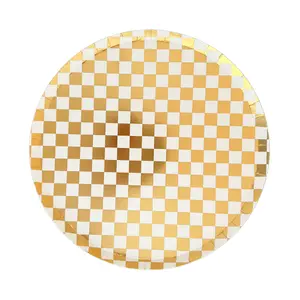 JOLLITY & CO Checkered Dinner Plates Gold Clash