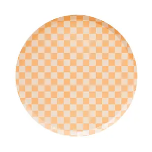 JOLLITY & CO Checkered Dinner Plates Peaches N' Cream