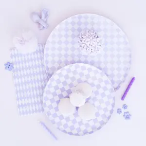 JOLLITY & CO Checkered Dinner Plates - Purple Posse