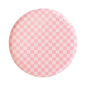 JOLLITY & CO Checkered Dinner Plates Tickle Me Pink