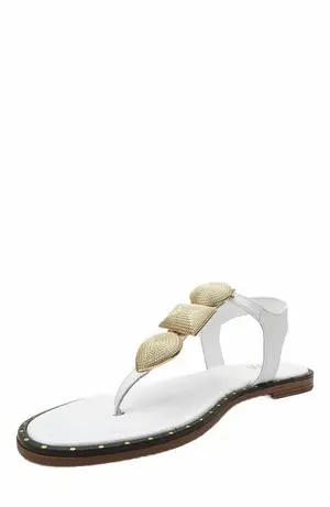 FOREVER & ALWAYS SHOES Giulia Leather Flat Sandal - White Leather
