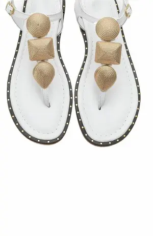 FOREVER & ALWAYS SHOES Giulia Leather Flat Sandal - White Leather