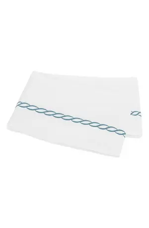MATOUK Classic Chain Cotton Percale Flat Sheet - Aqua