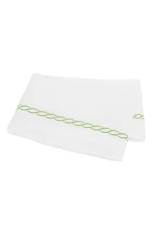 MATOUK Classic Chain Cotton Percale Flat Sheet - Spring Green