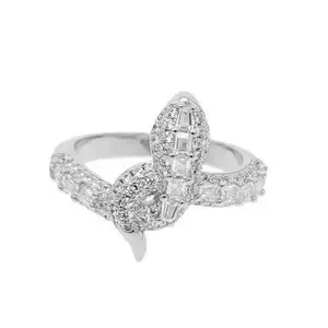 MAZIN JEWELS Pave Snake Cocktail Ring - Silver