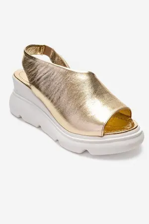 FOREVER & ALWAYS SHOES Agusto Leather Platform Sandals - Gold