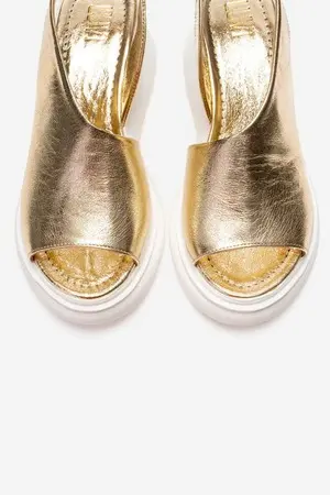 FOREVER & ALWAYS SHOES Agusto Leather Platform Sandals - Gold