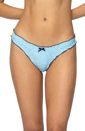 EDIKTED Ruffle Edge Bikini Bottom - Light-blue